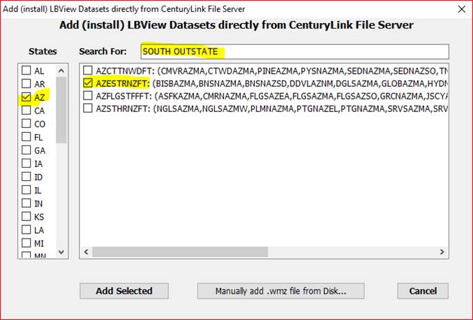Step 6 –Select [Add Selected] to download and install the selected dataset(s).